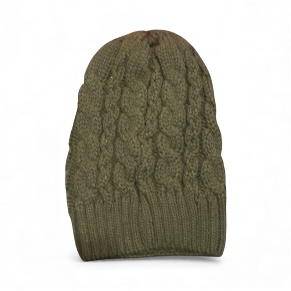 Accessories | Cable Knit Beanie In Olive Green | Poshmark